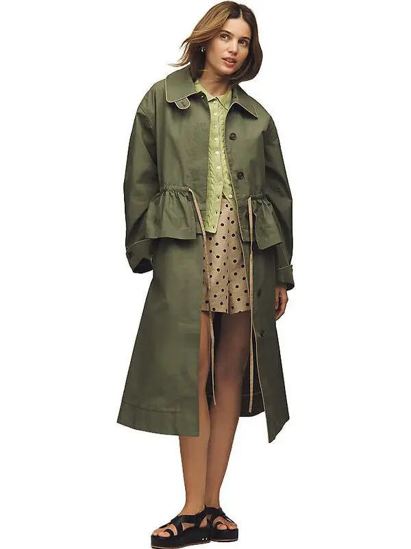 DAMSON MADDER Myrtle Convertible Trench Coat Jacket - Sage