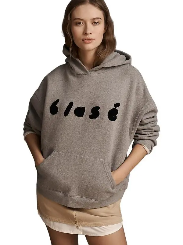 Clare V. Boxy Hooded Pullover - Heather Grey