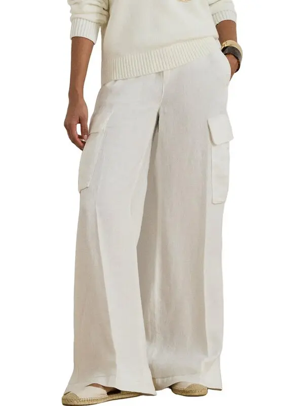 Ralph Lauren Linen Wide-leg Cargo Pant - White