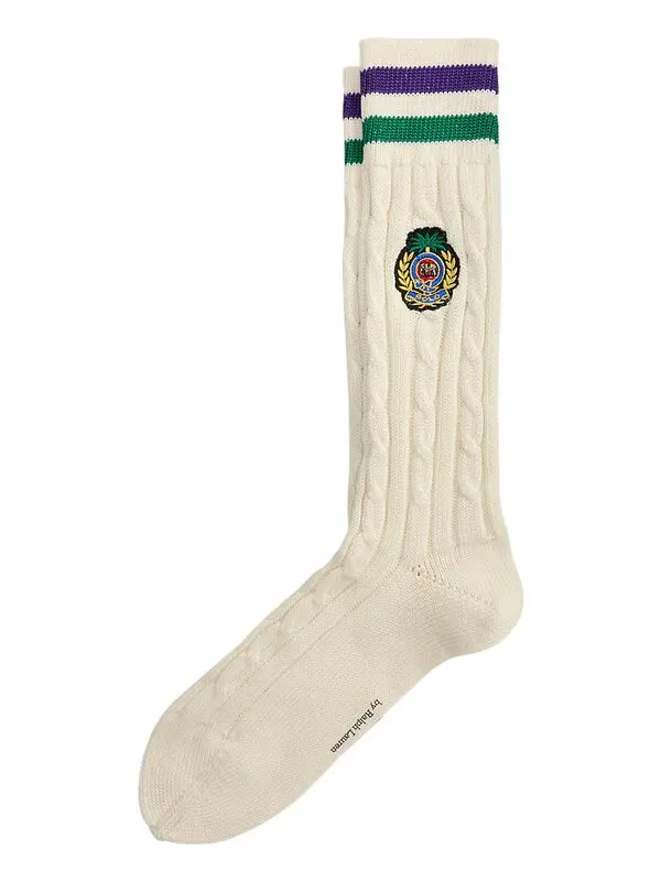 Ralph Lauren Cable-knit Cricket Crew Socks - Cream