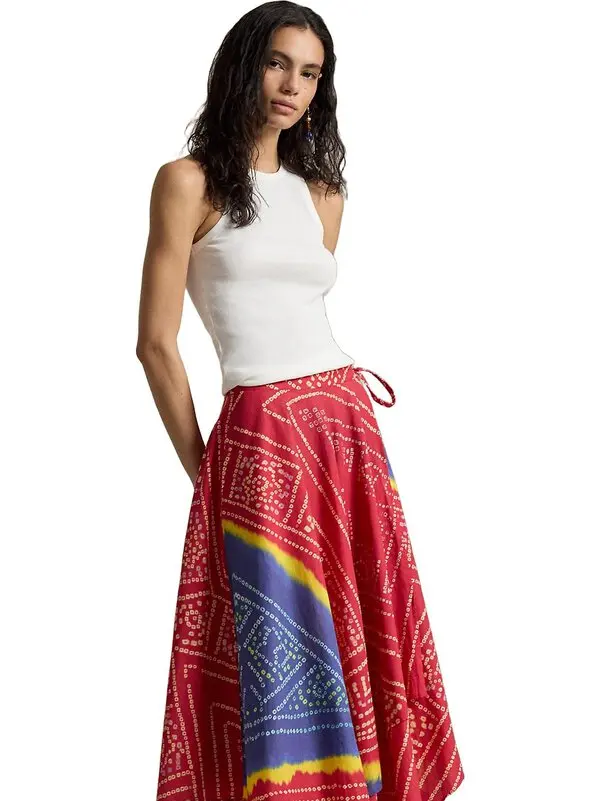 Ralph Lauren Printed Cotton Wrap Skirt - Tie Dye Multi