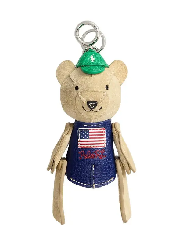 Ralph Lauren Polo Bear Suede And Leather Bag Charm - Cashew