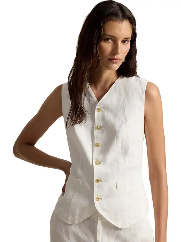 Ralph Lauren Buttoned Linen Vest - Nevis