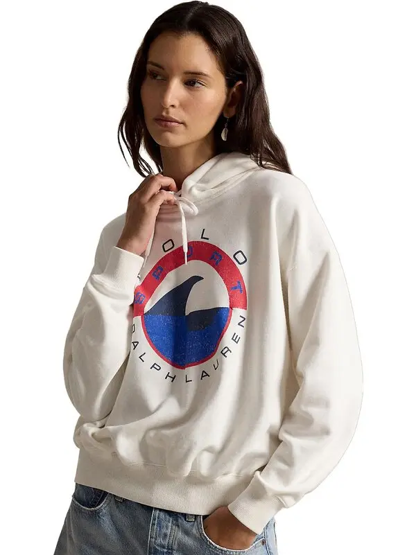 Ralph Lauren Wave-logo Fleece Hoodie - Deckwash White