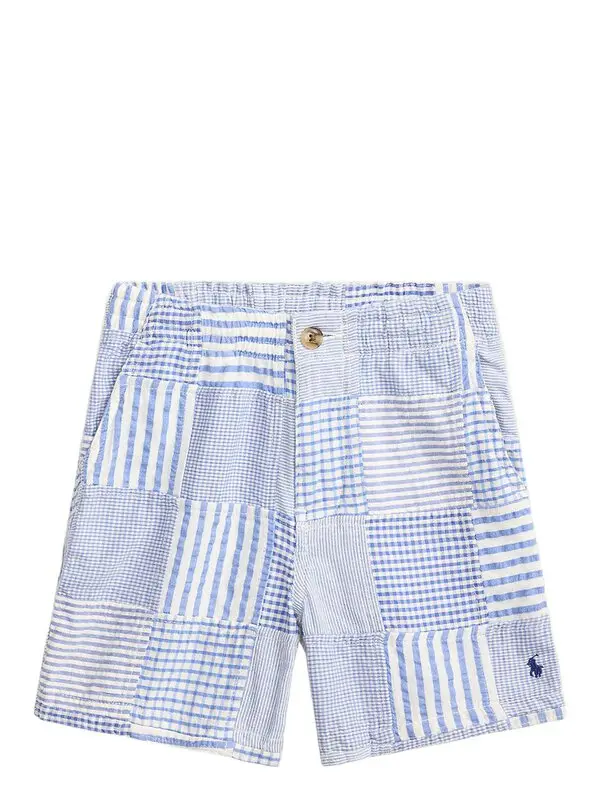 Ralph Lauren Patchwork Seersucker Cotton Shorts - Blue/white