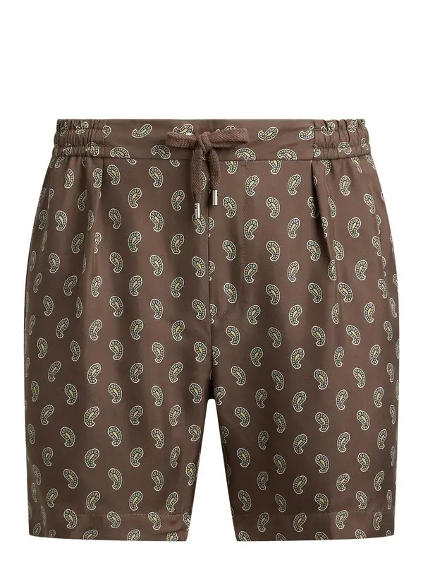 Ralph Lauren Pine-print Silk Twill Shorts - Mocha