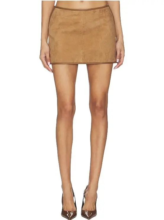SEROYA Inara Leather Skirt - Tan