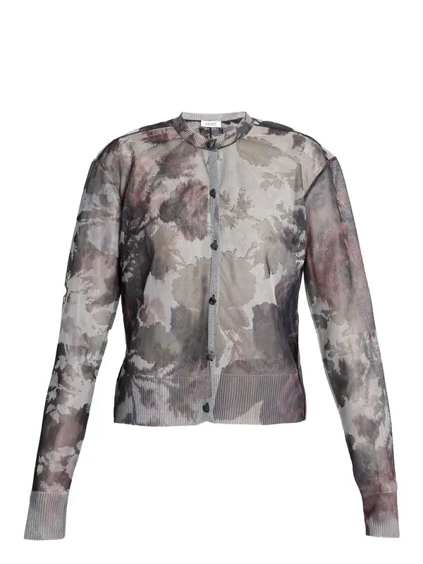 Erdem Printed Jacquard Knit Cardigan - Grey