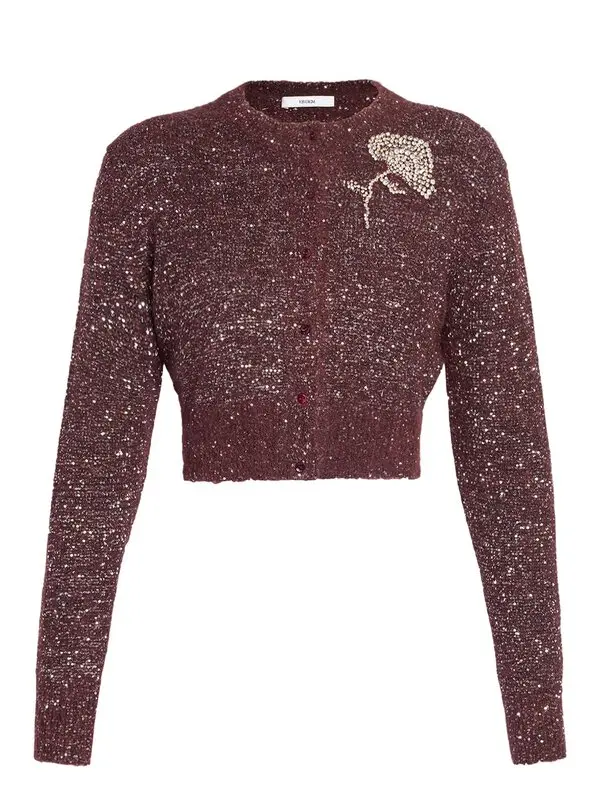 Erdem Alpaca-blend Cropped Cardigan - Burgundy