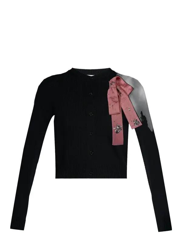 Erdem Embellished Merino Wool Cardigan - Black