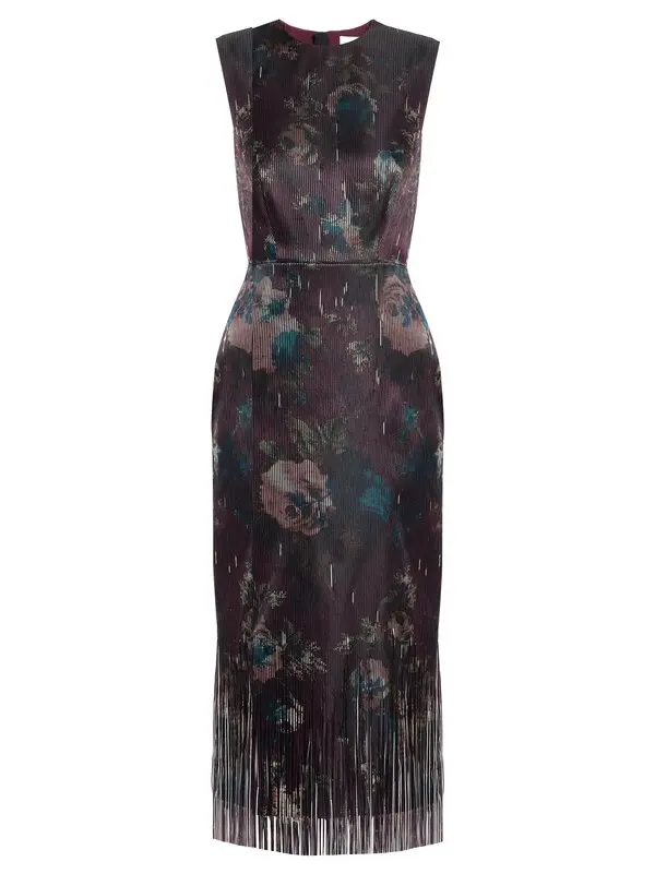 Erdem Cotton-blend Jacquard Fringed Midi Dress - Print