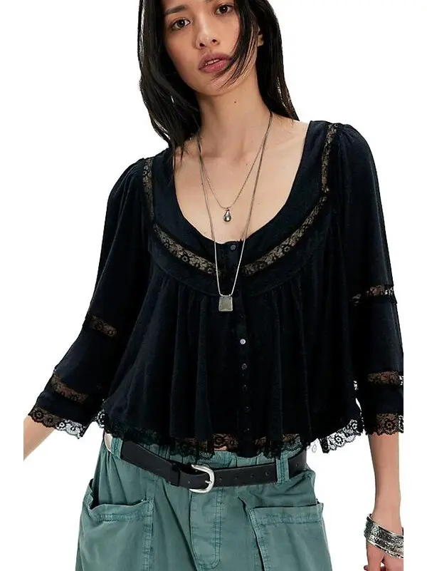 Free People Frolic Free Top - Black