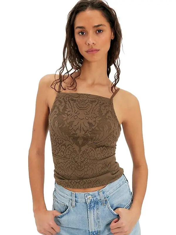 Free People Lace Detailed Tank - Mosswood