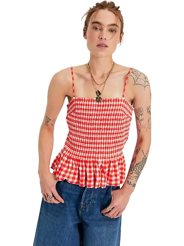 Free People Sundance Tank - Red Combo - Gingham