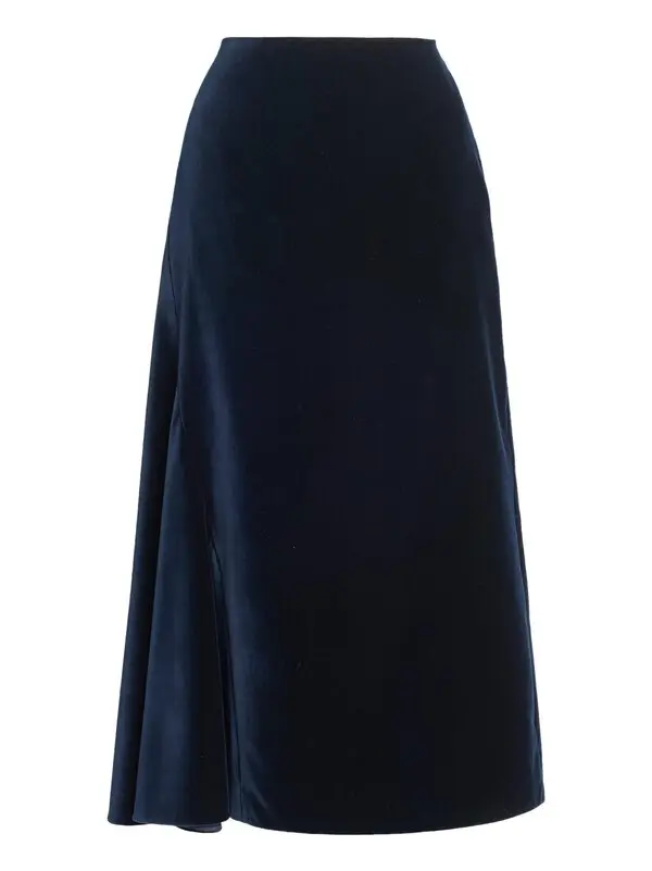 Erdem Draped Velvet Midi Skirt - Navy