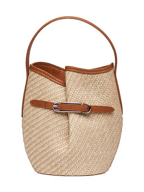 LIFFNER Belted Raffia Mini Bucket Bag - Beige