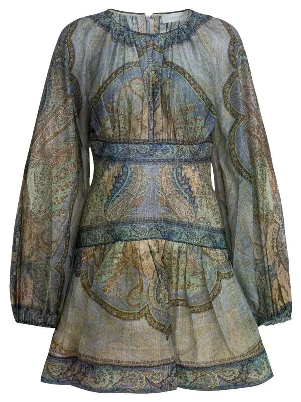 Zimmermann Paisley-print Mini Dress - Blue