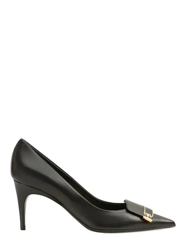 SERGIO ROSSI Pumps With Gold-tone Detail - Black
