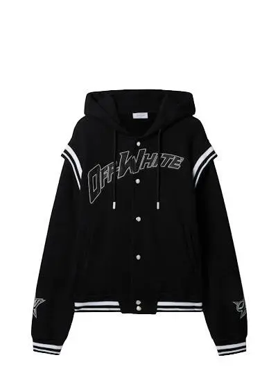 Off-White Fleece Varsity Hoodie - Black