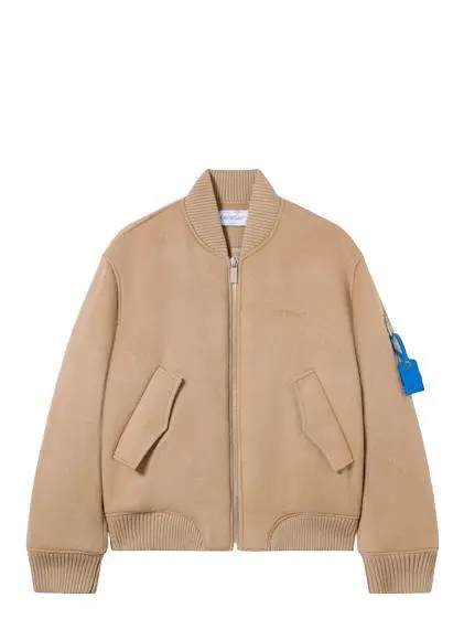 Off-White Quote Bomber Jacket - Doe/light Brown