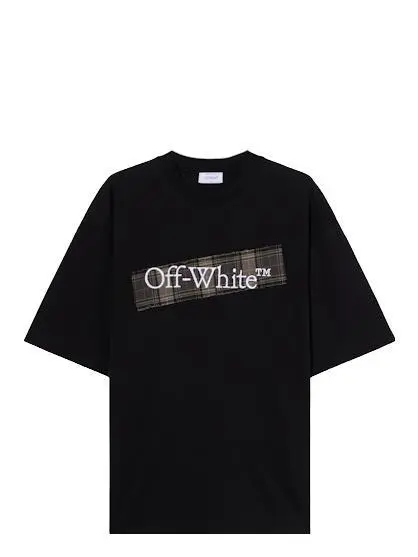 Off-White Off Off Flannel Diagonal Skate Logo Tee Shirtin - Black/white