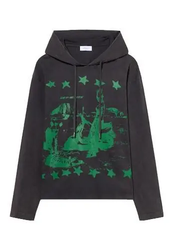 Off-White Desert 90's Hooded Long Sleeve T-shirt - Vintage Black/green