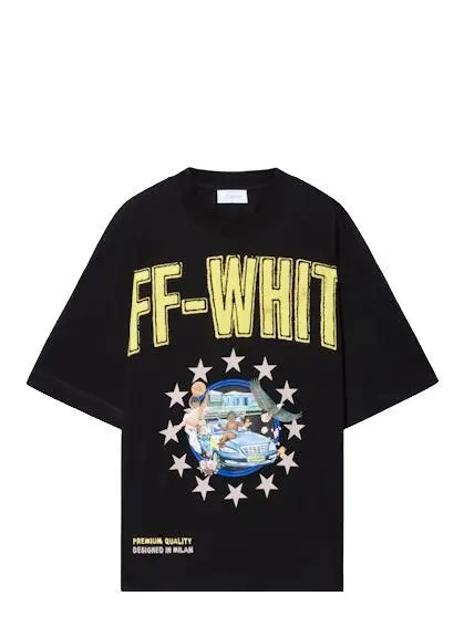 Off-White Fresco Star Over Short Sleeve Tee Shirt - Black
