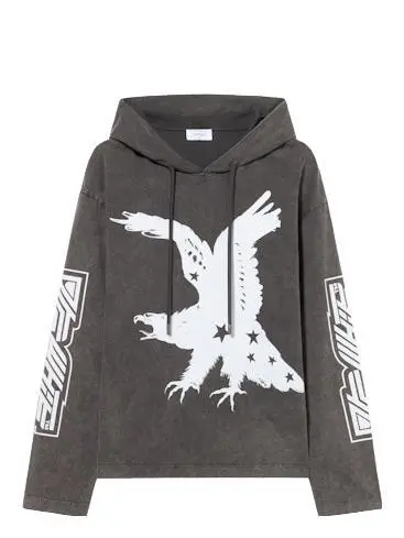 Off-White Off Off Eagle 90's Hooded Long Sleeve T-shirt - Vintage Black/white