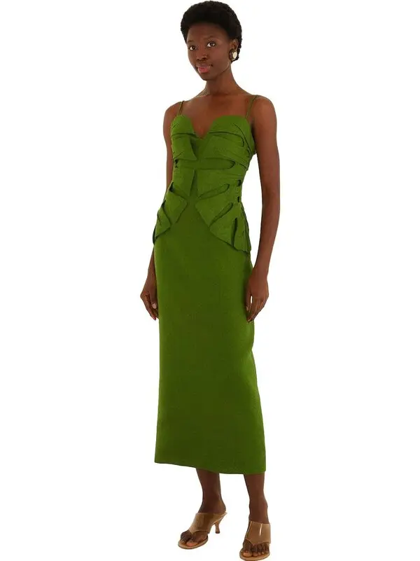 Farm Rio Monstera Leaf Sleeveless Maxi Dress - Green