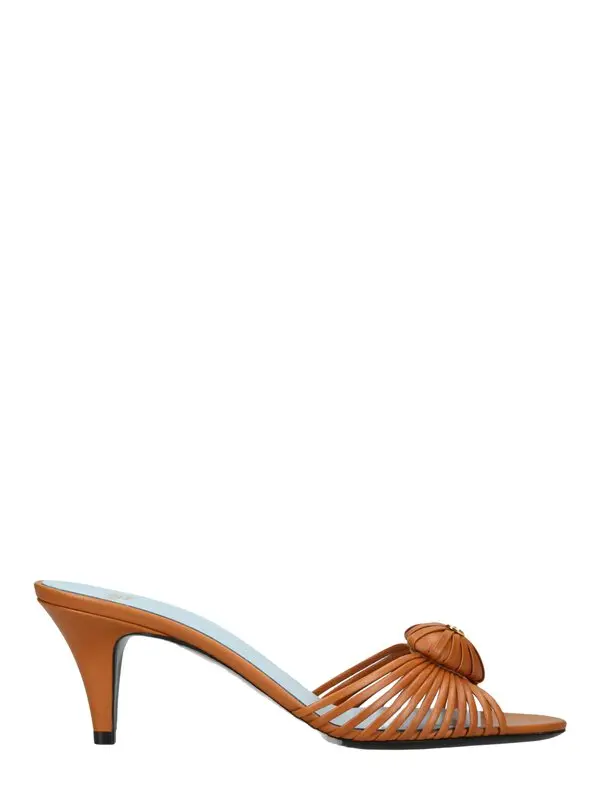 Valentino Garavani Leather Heeled Mules - Beige