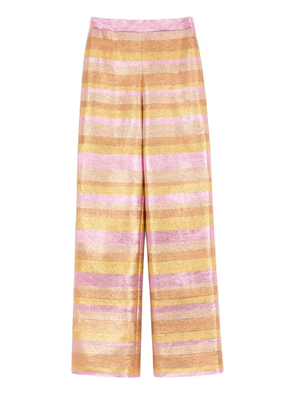 Valentino Garavani Metallic Stripe Straight Leg Trousers - Rose Gold