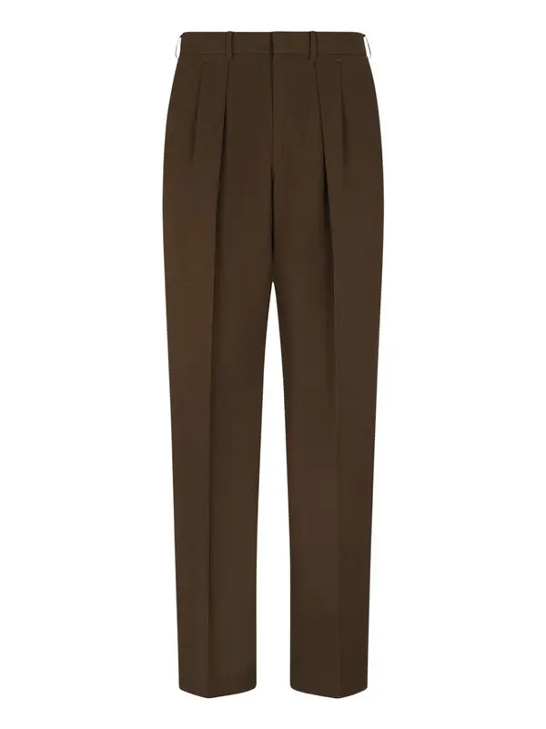 TOM FORD Wool Pleated Trousers - Brown