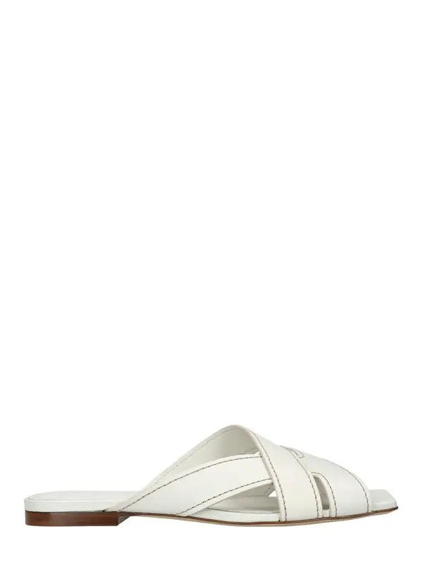 TOD'S Leather T-strap Sandals - White