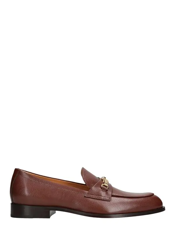 TOD'S Leather Loafers With Chain Detail - Brown