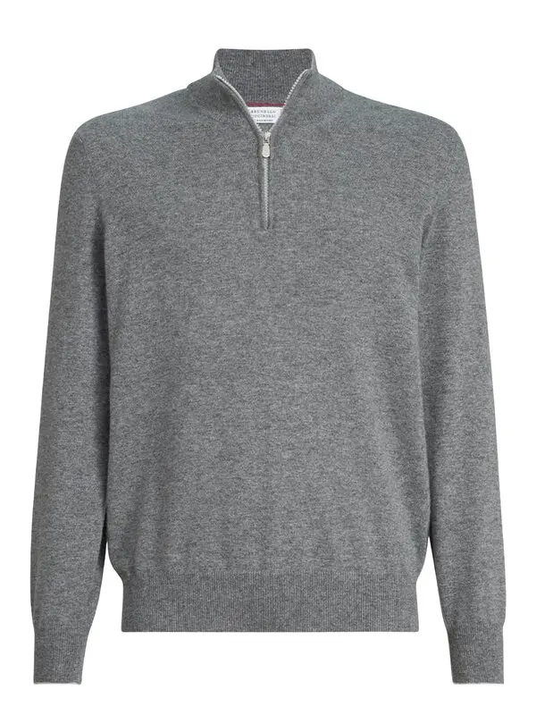 Brunello Cucinelli Cashmere Quarter-zip Pullover - Grey