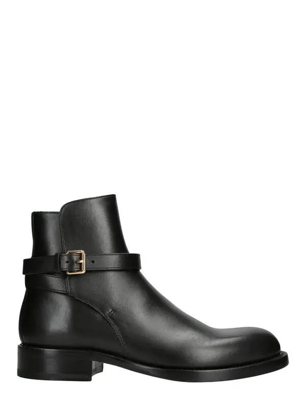 THE ROW Nobilis Leather Ankle Boots - Black