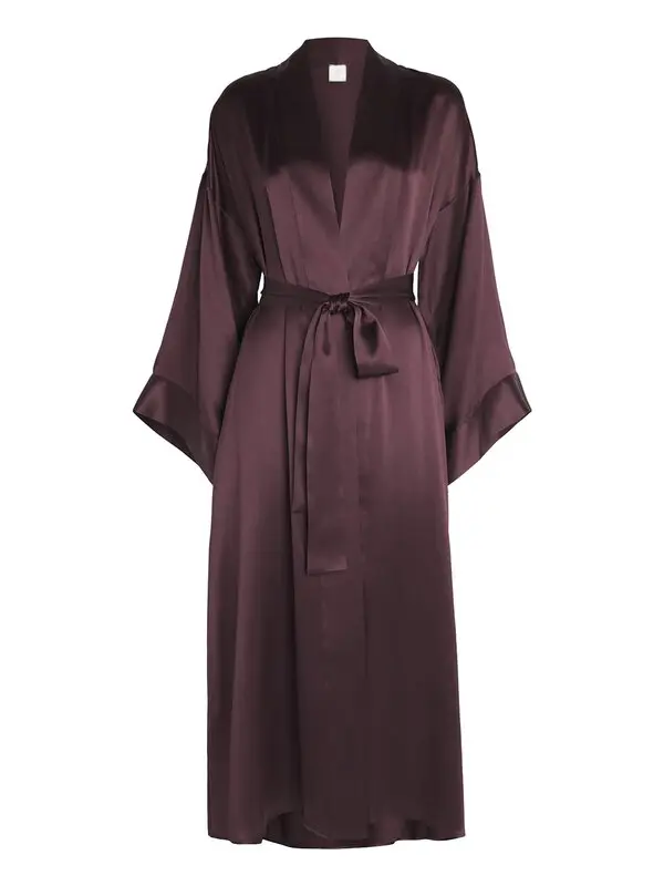 Eleventy Silk Long Kimono - Burgundy