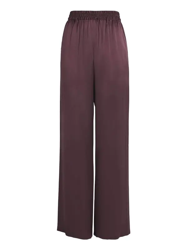 Eleventy Silk Satin Palazzo Trousers - Burgundy