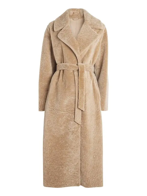 Eleventy Shearling Trench Coat - Beige