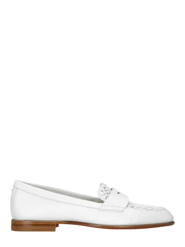 Santoni Leather Luce Loafers - White