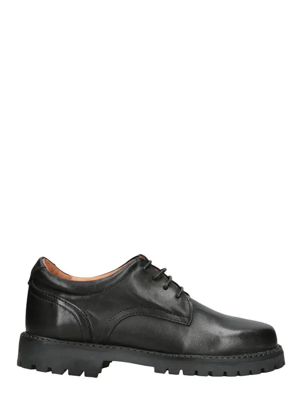 PAPOUELLI Leather Harry School Shoes - Black