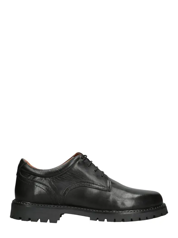 PAPOUELLI Leather Harry School Shoes - Black