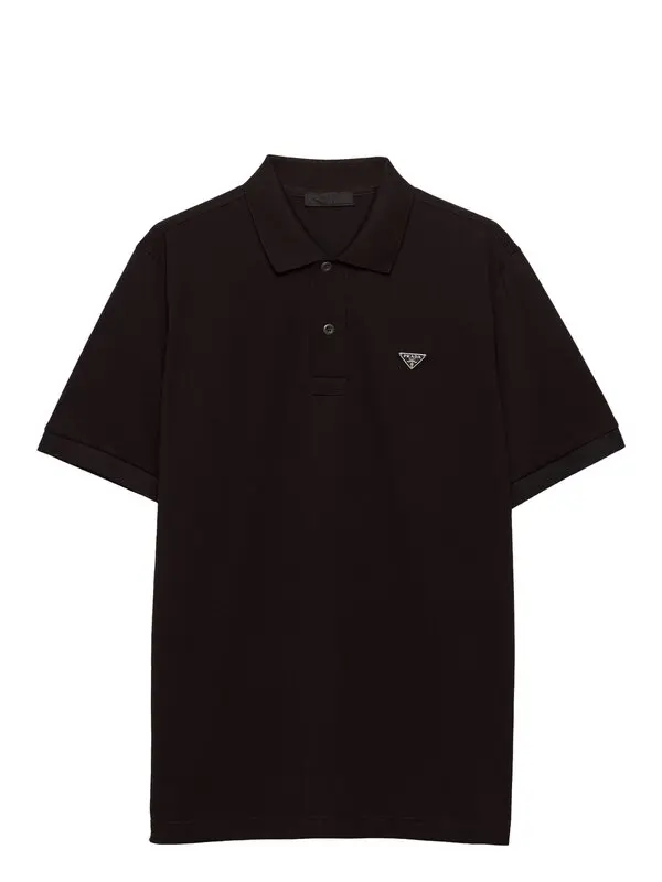 Prada Cotton Piqué Polo Shirt - Black