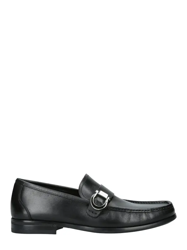 FERRAGAMO Leather Caspian Loafers - Black