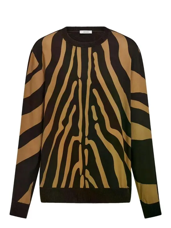 FERRAGAMO Paneled Animal-print Sweater - Brown
