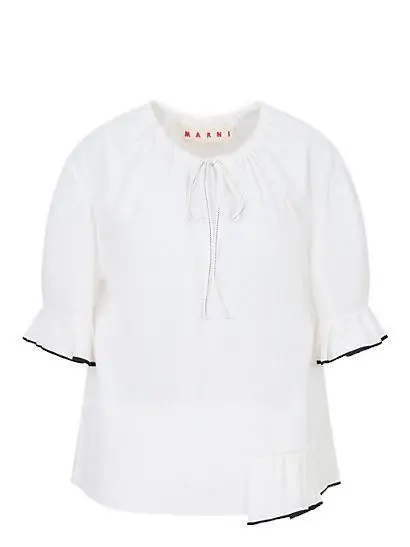 Marni Keyhole-detail Pleated Silk-blend Top - 00w01