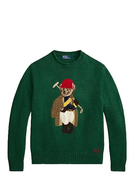 Polo Ralph Lauren Polo Bear Intarsia Linen And Cotton Jumper - New Forest