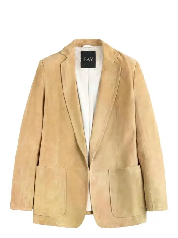 FAY Pocket Leather Blazer - Neutrals
