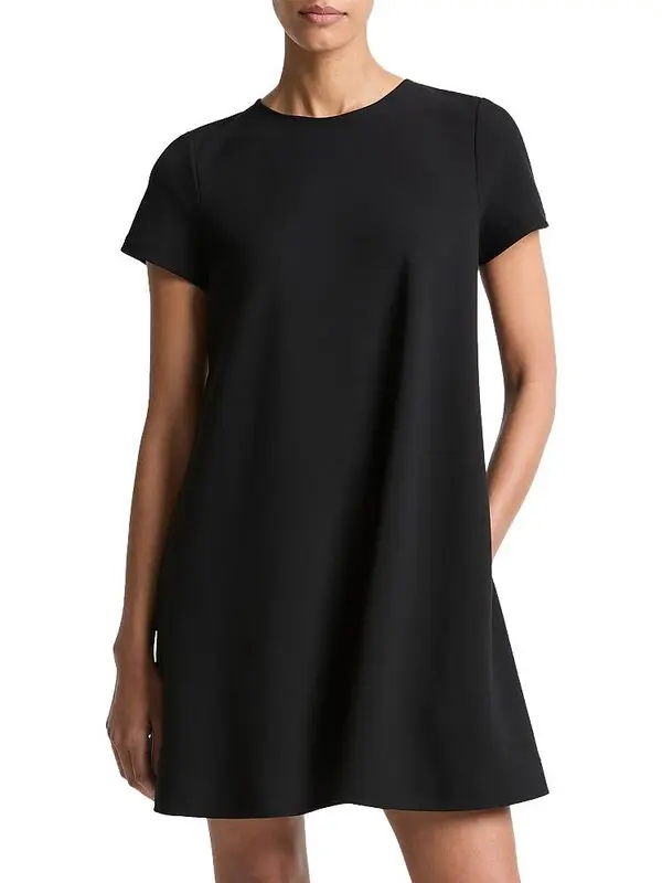 Vince Bias Short Sleeve Dress - Black