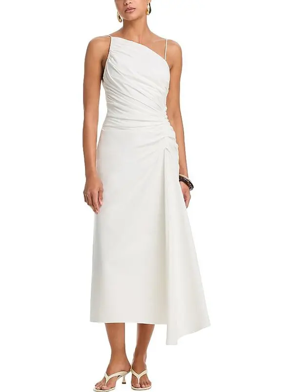 A.L.C. Juno Ruched Midi Dress - Bone China